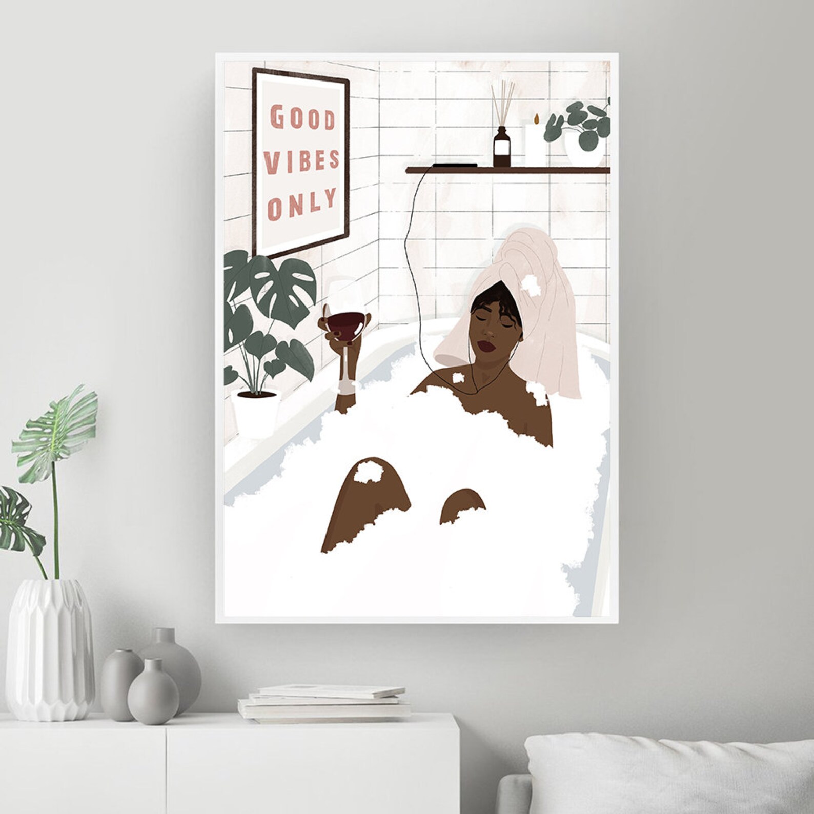 Spa Bath Day Canvas Print, Abstract Bathroom Art, Cotton Canvas Poster ...