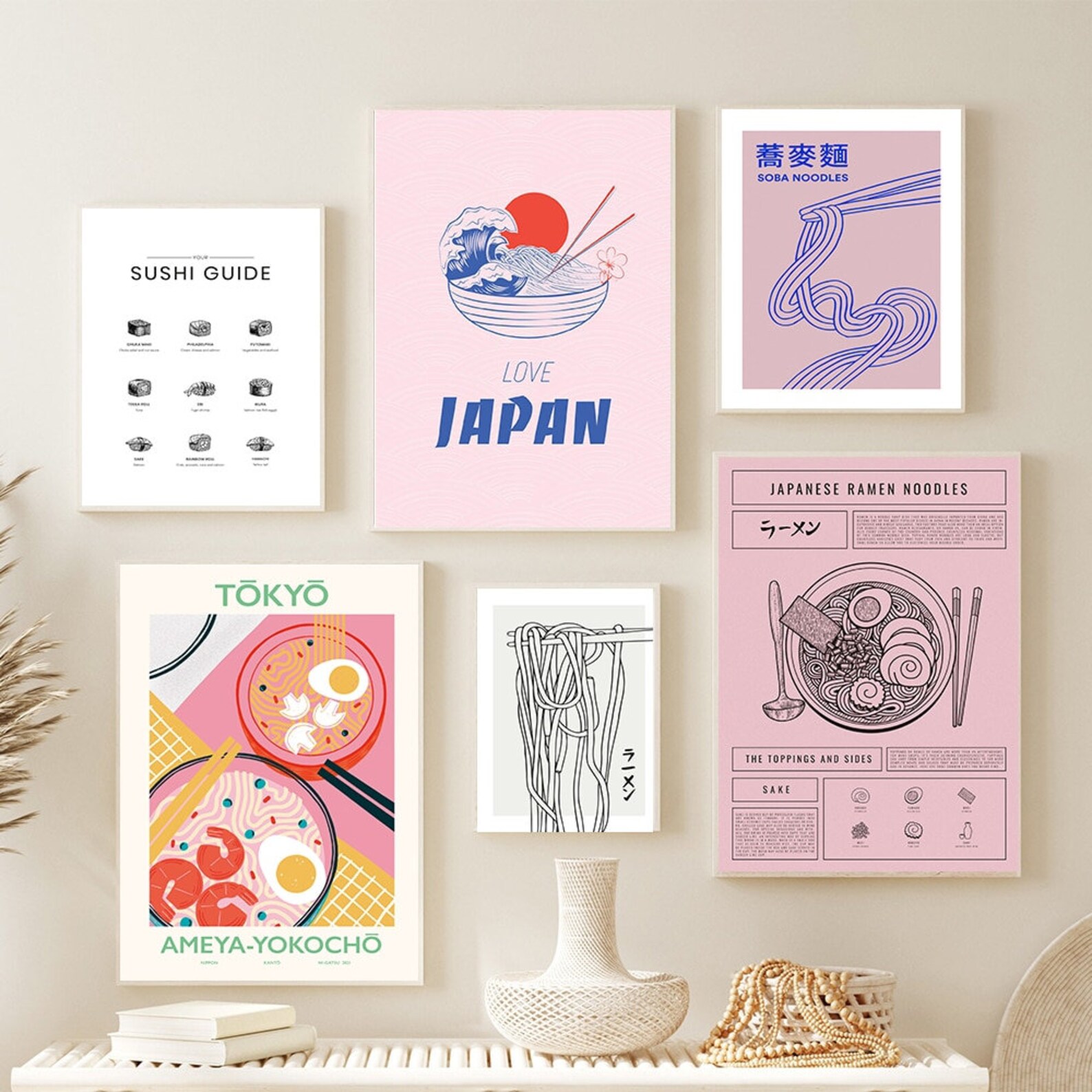 Japanese Food Wall Poster Japan Food Wall Art Japan Pink - Etsy