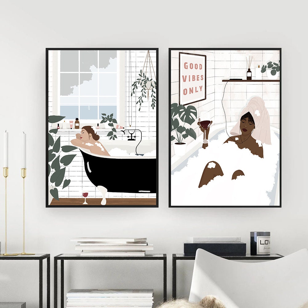 Spa Bath Day Canvas Print, Abstract Bathroom Art, Cotton Canvas Poster ...