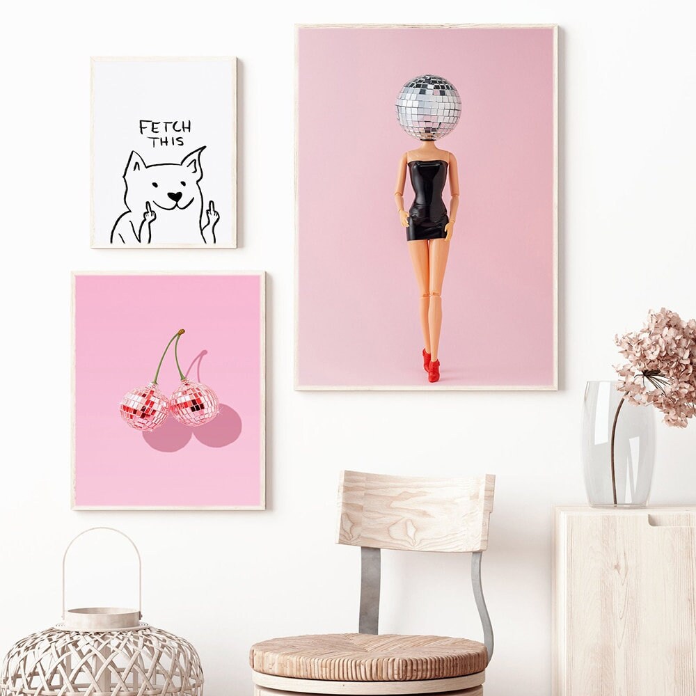 Cute Retro Doll Posters With Pink Aesthetic, Cute Girly Wall Posters ...