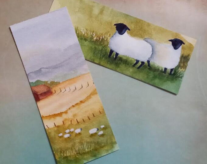 Watercolor Sheep Bookmarks Psalm 23 Scripture Printed on the Back Hand ...