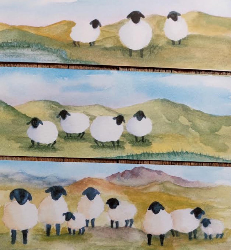 Set of 6 Prints of My Watercolor Sheep Bookmarks, 23rd Psalm Bible ...