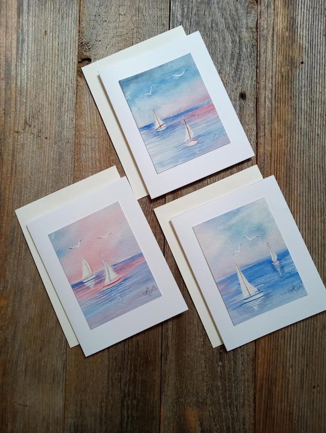 Watercolor Sailboat Note Cards: Hand-painted Nautical Set - Etsy