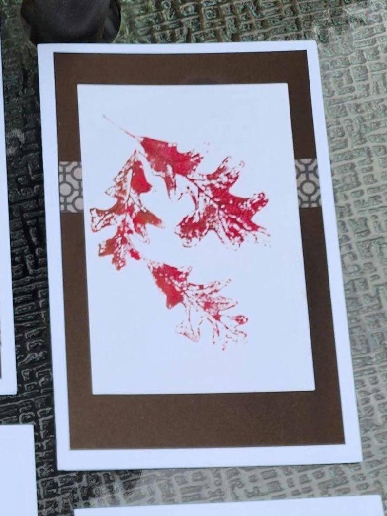 Large Blank Notecards With Leaf Print, Set of 6 - Etsy