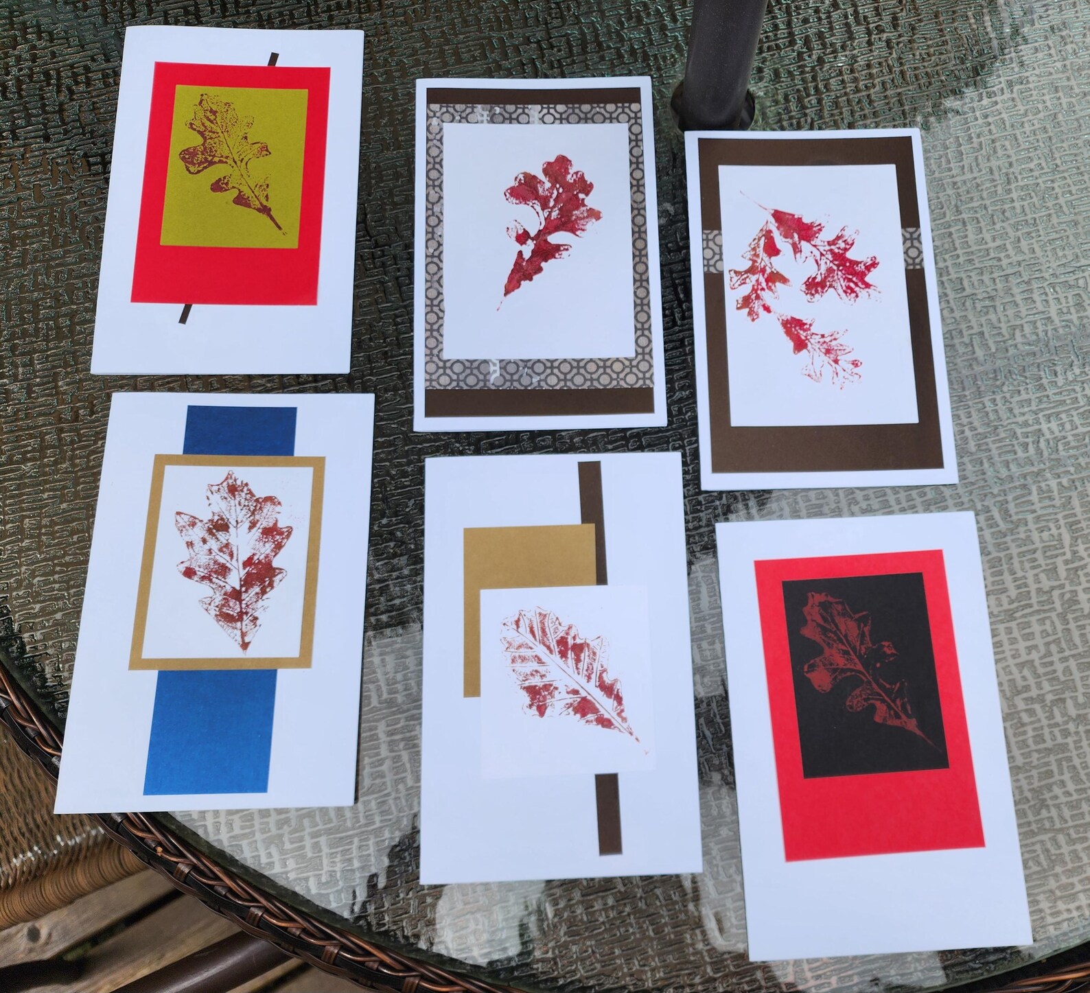 Large Blank Notecards With Leaf Print, Set of 6 - Etsy