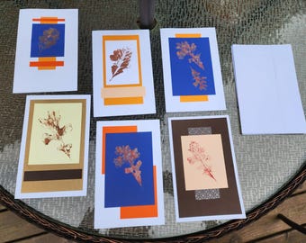 Large Blank Notecards With Leaf Print, Set of 6 - Etsy