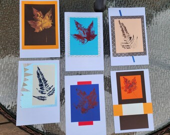 Large Blank Notecards With Leaf Print, Set of 6 - Etsy