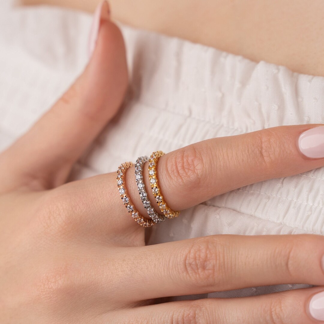 Stackable Pave Multi Stone Ring - Etsy