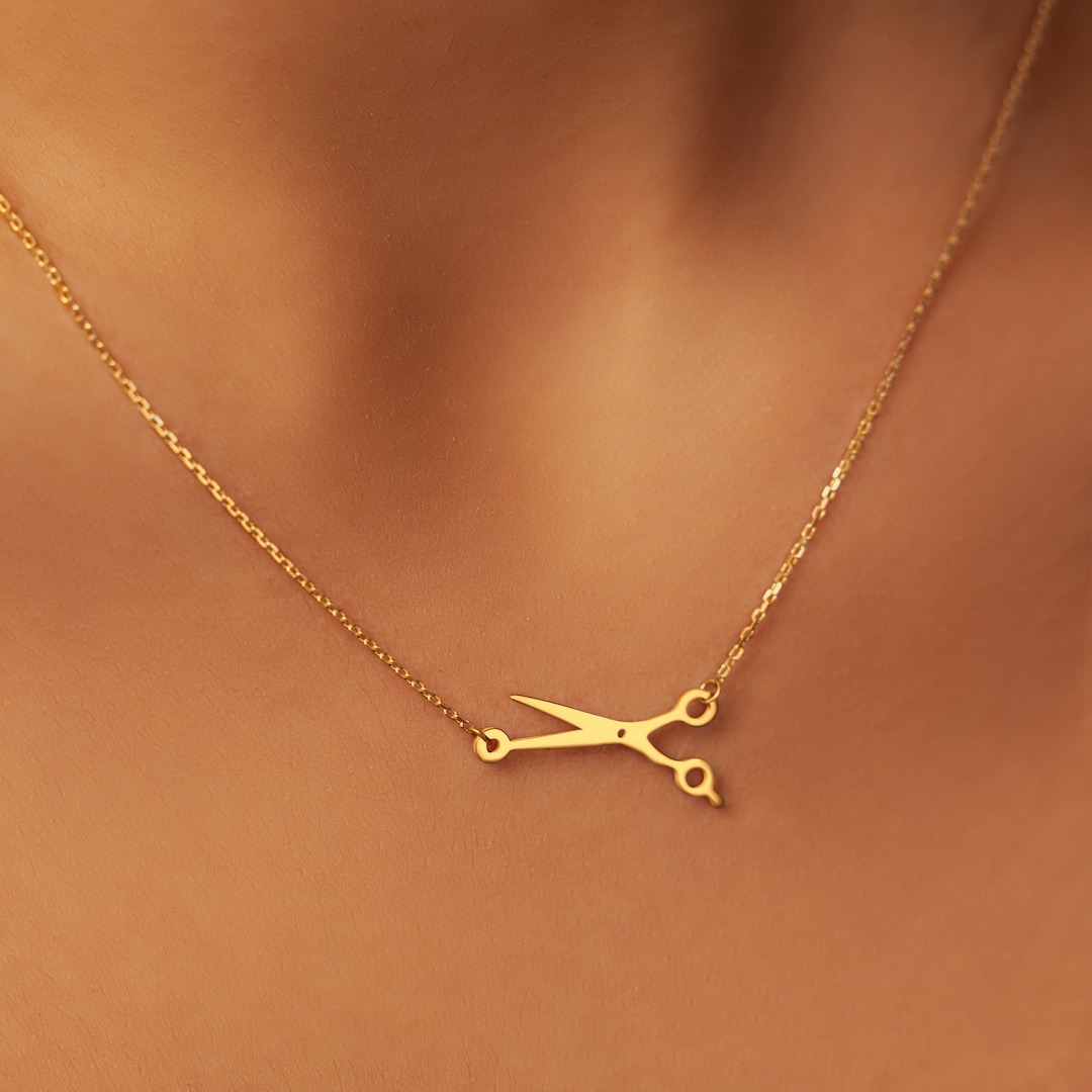 925 Sterling Silver 18K Gold Plated Dainty Scissors Pendant Necklace ...
