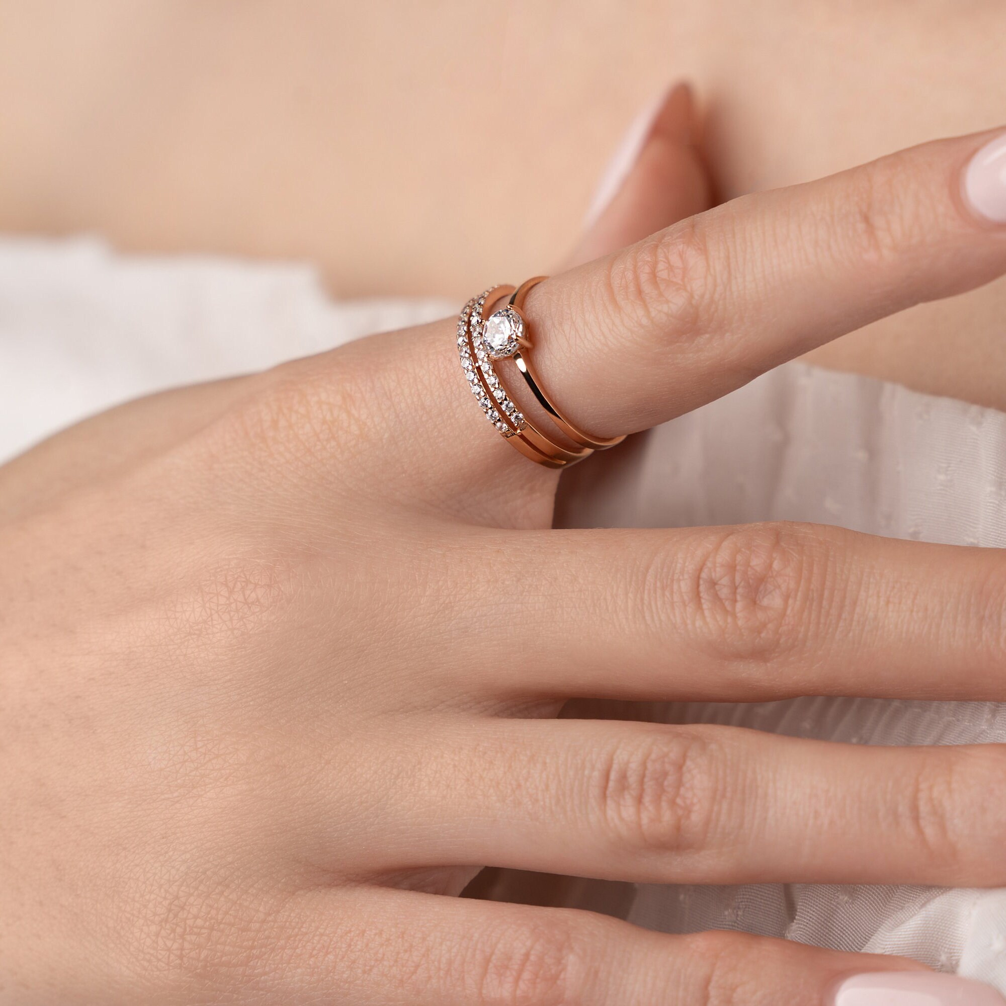 Pave Multi Stone Engagement Ring - Etsy