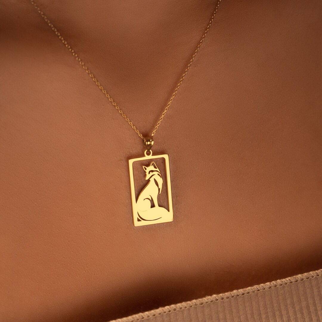 18K Gold Plated Sterling Silver Fox Necklace: Animal Pendant Jewelry - Etsy