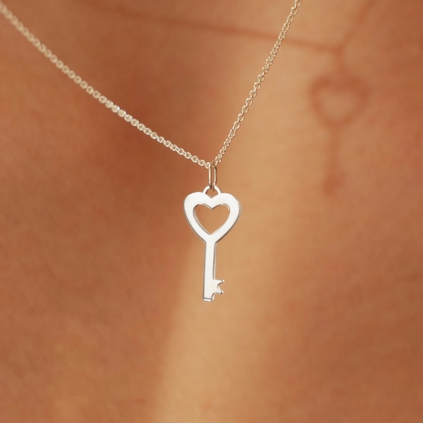 Heart Key Necklace - Etsy