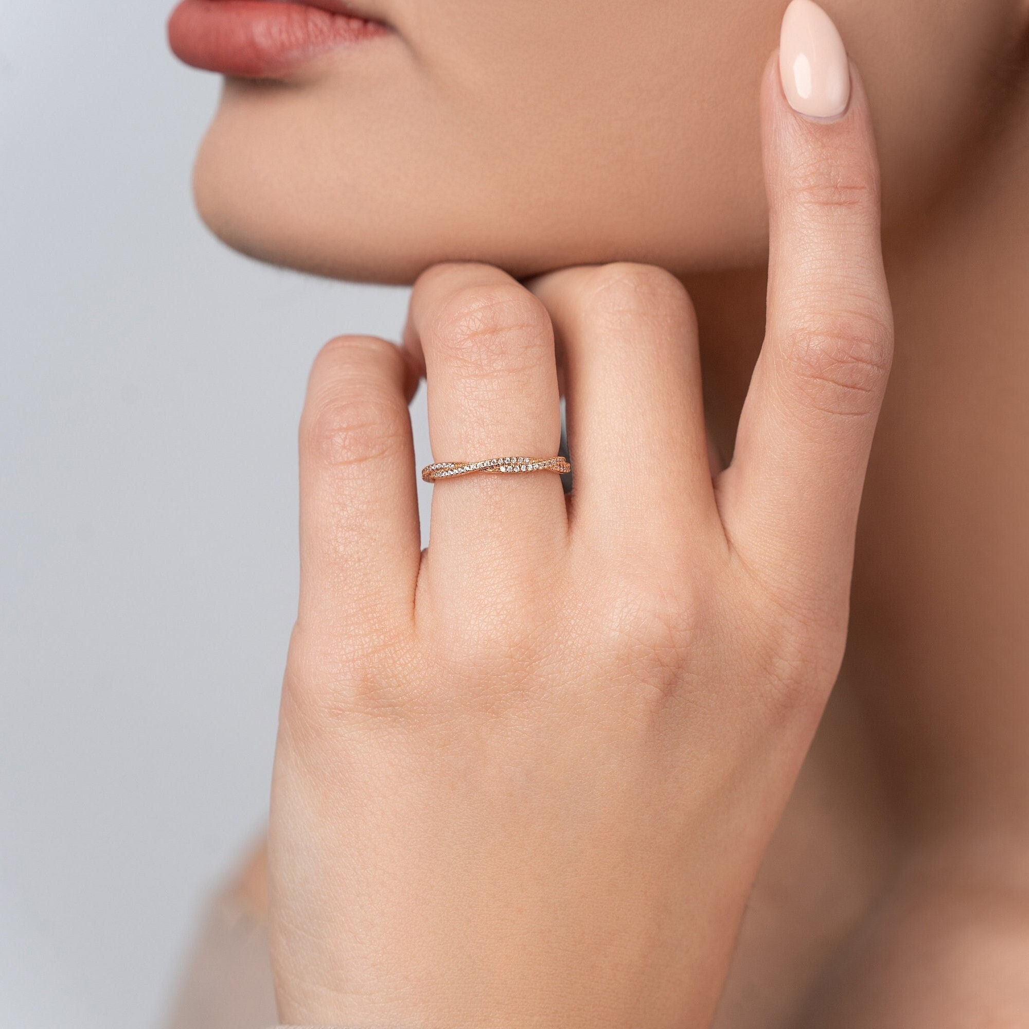 Twisted Stackable Pave Multi Stone Ring - Etsy