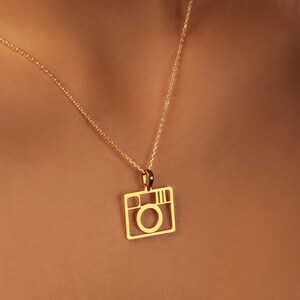 18K Gold Plated Camera Necklace: Sterling Silver Dainty Charm - Etsy