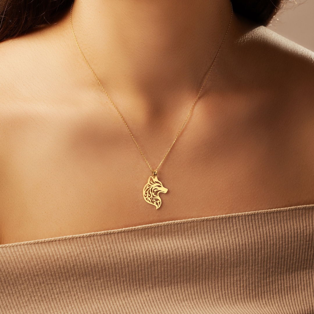 18K Gold Plated Sterling Silver Wolf Necklace: Diamond-cut Chain - Etsy