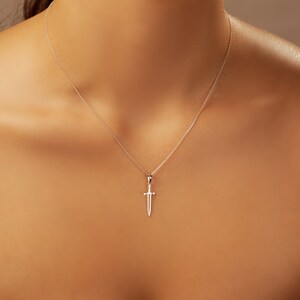 Sterling Silver Knight Sword Necklace: 18K Gold Plated Charm, Dainty ...