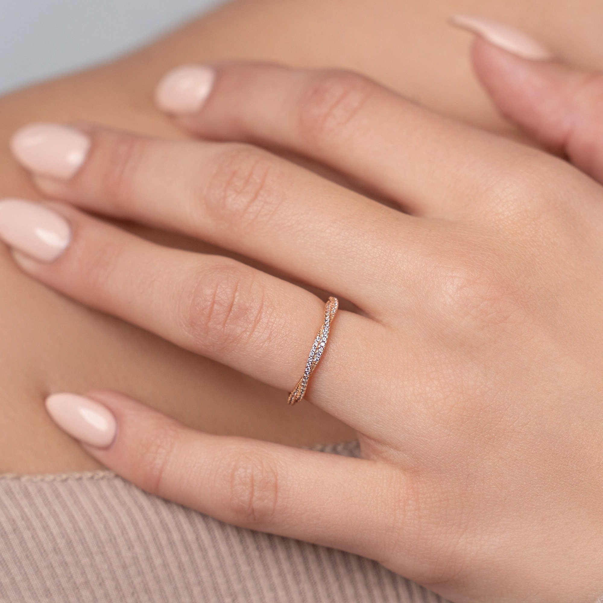 Twisted Stackable Pave Multi Stone Ring - Etsy