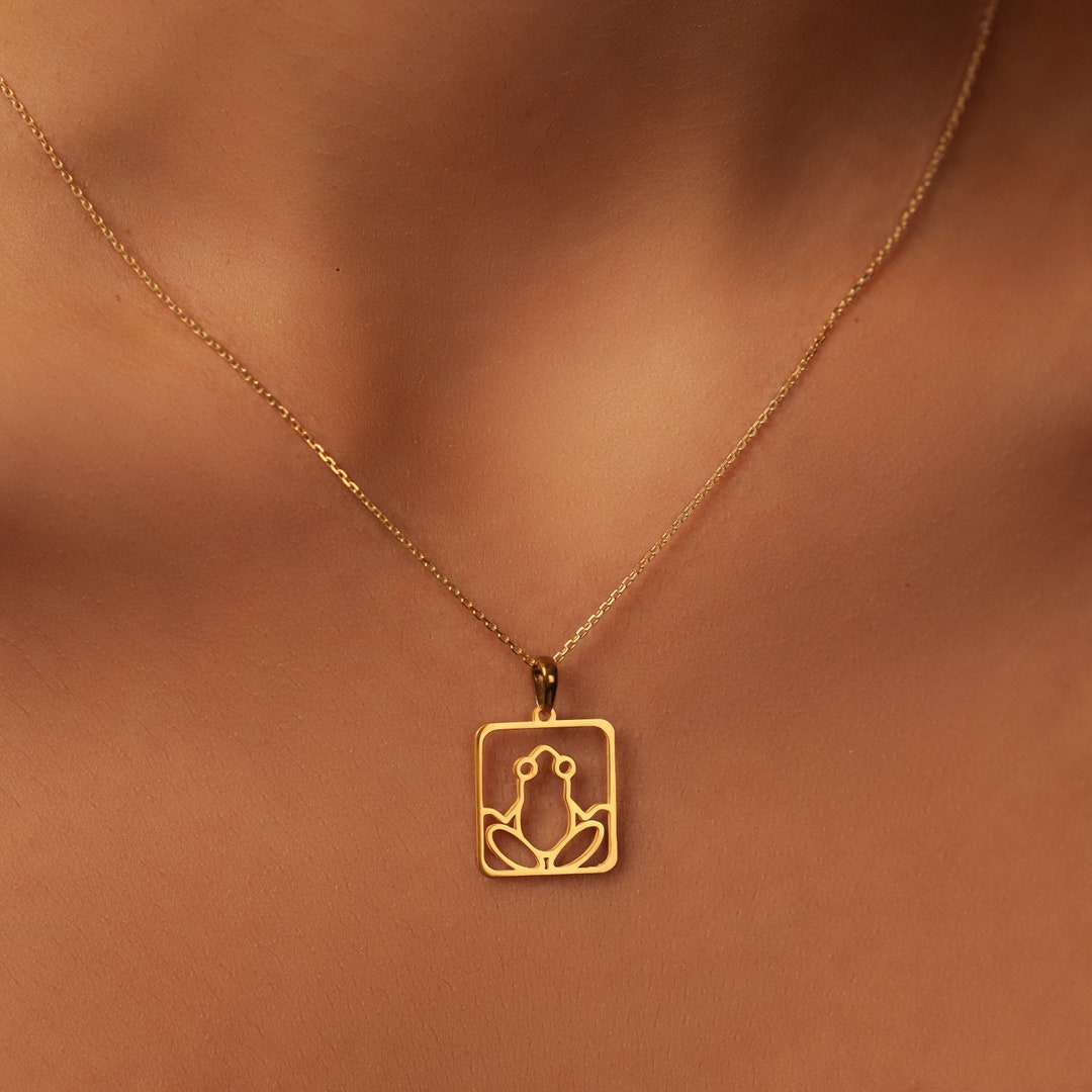 18K Gold Plated Sterling Silver Dainty Frog Necklace Pendant Frog Charm ...