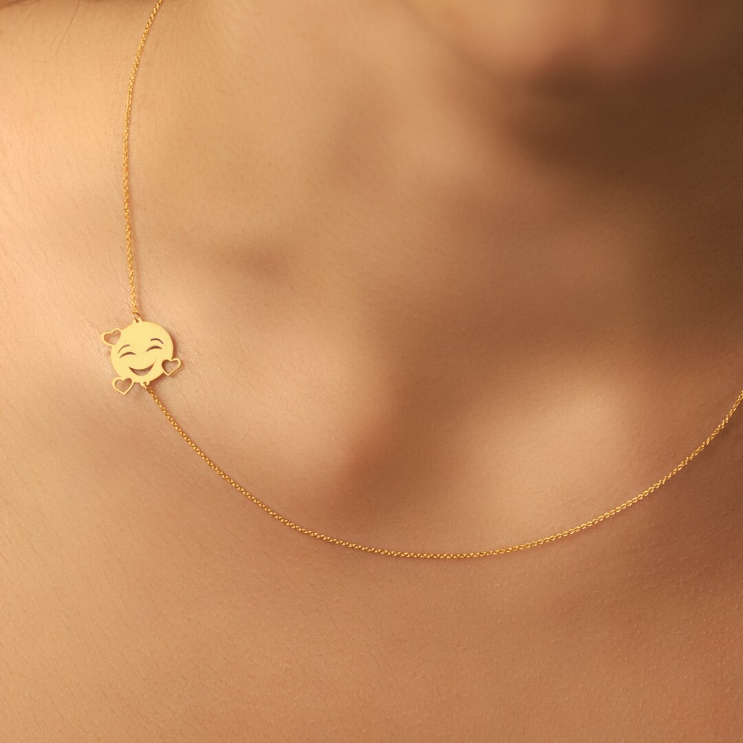925 Sterling Silver Mini Pendant Smile Face | Dainty Smiley Sideway ...