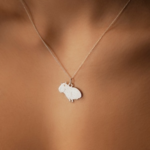 Sterling Silver Mini Capybara Pendant | Dainty Capybara Necklace ...
