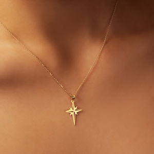 18K Gold Plated Compass Rose Necklace: Sterling Silver Charm, Dainty ...