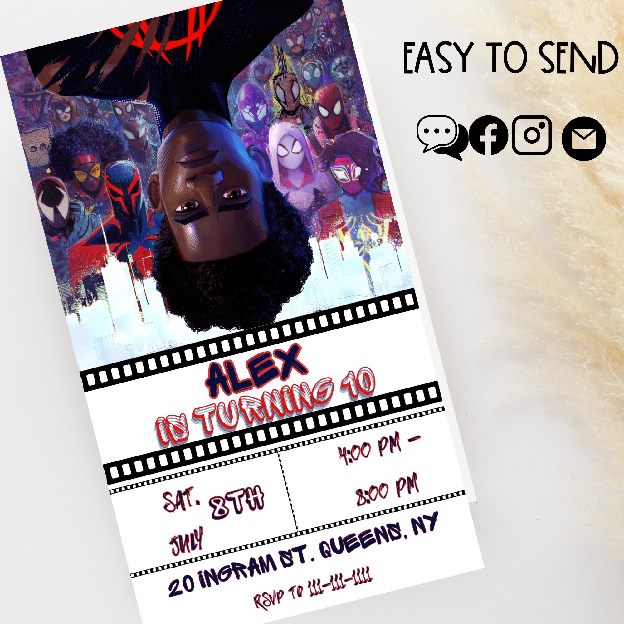 Editable Spider-man Birthday Invite, Invitation Template, Printable ...