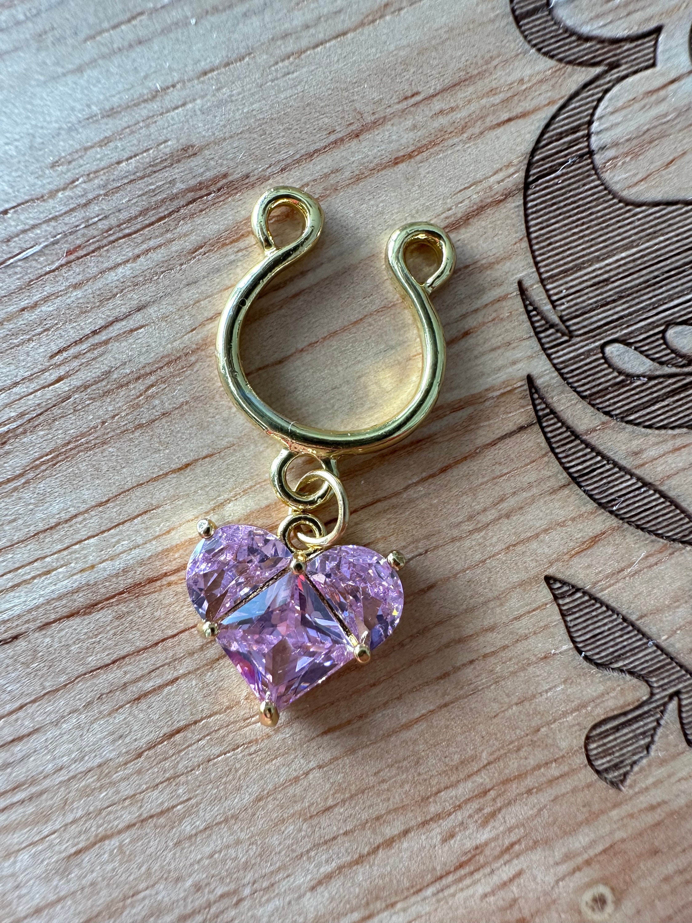 Pink Crystal Heart Nipple Jewelry Nipple Clamps Nipple Rings Crystal