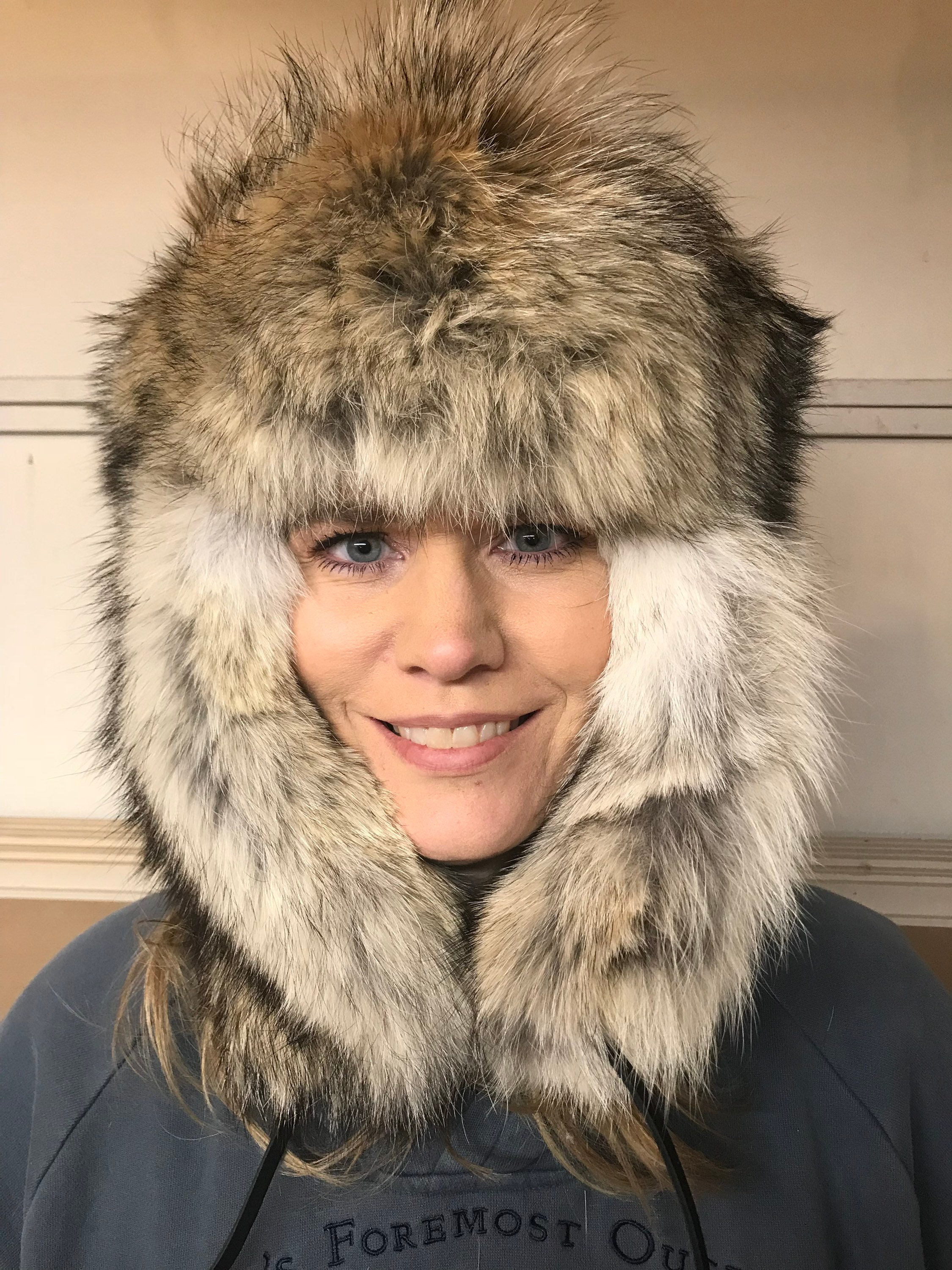 Handmade Coyote Fur Trapper Hat – Extreme Cold Winter Gear - Etsy