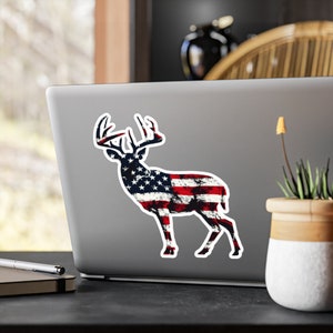 American Flag Buck Sticker/decal, White Tail Deer Sticker, Car Window ...