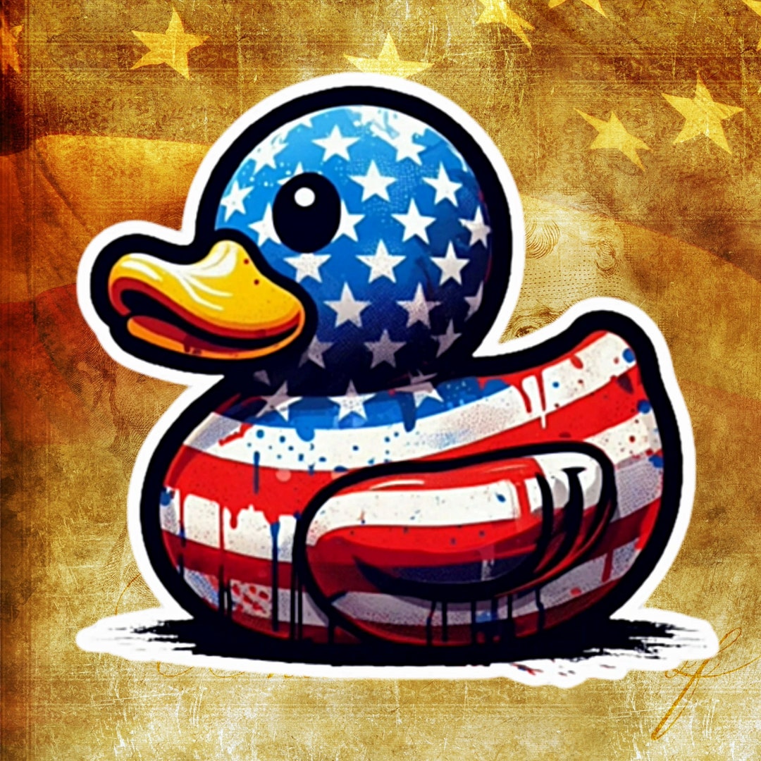 Rubber Duck American Flag Patriotic Waterproof Car Window Water Bottle ...