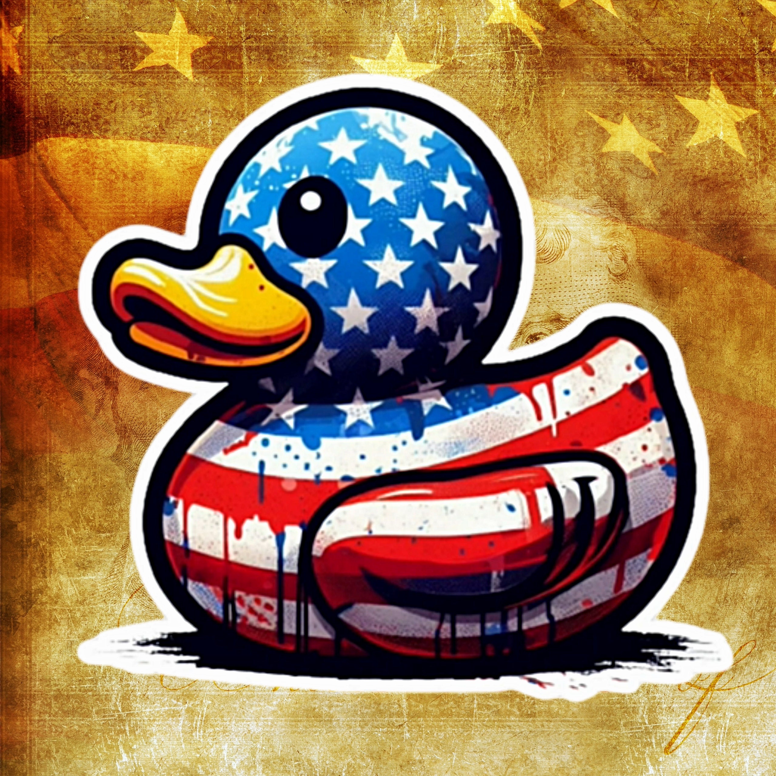 Rubber Duck American Flag Patriotic Waterproof Car Window Water Bottle ...