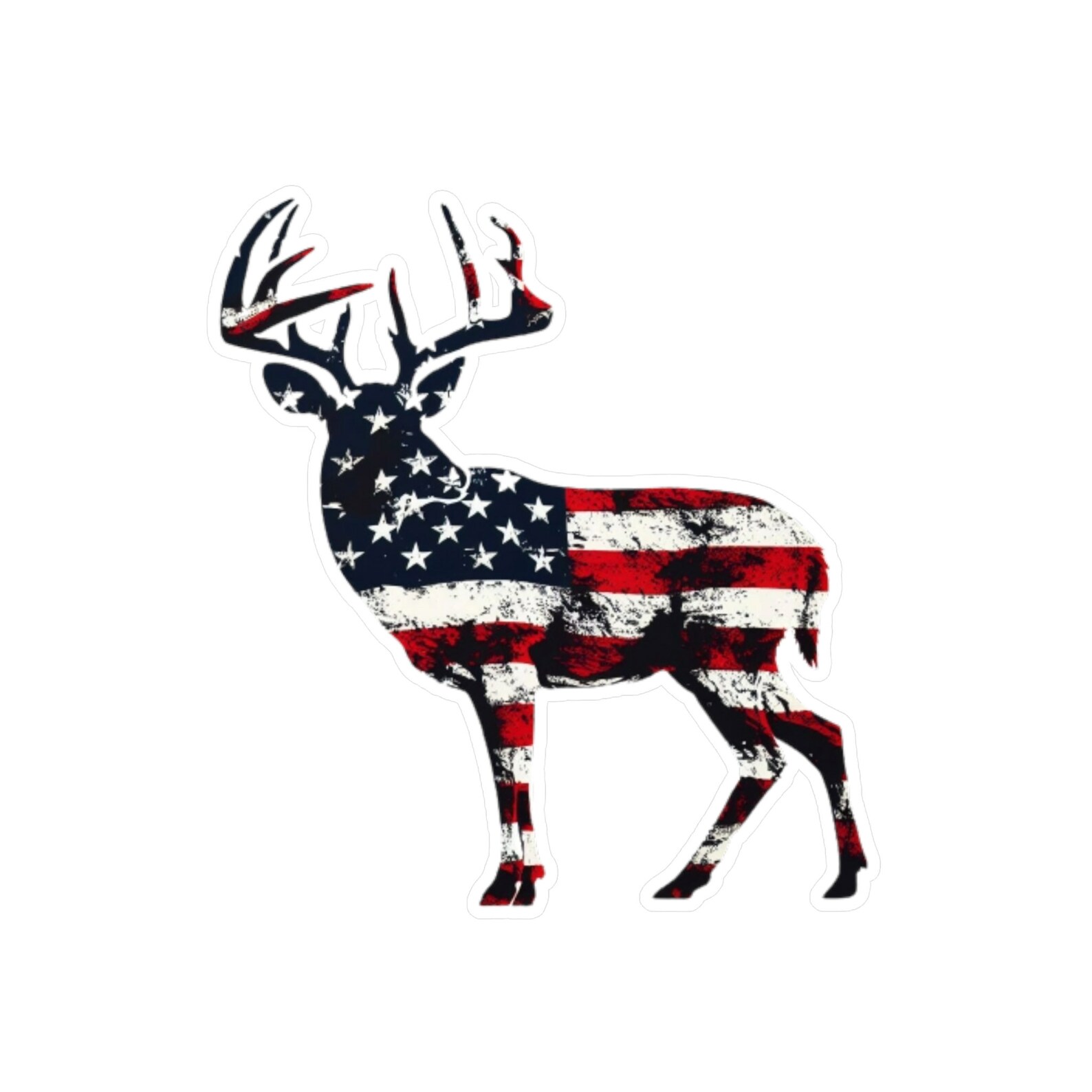 American Flag Buck Sticker/decal, White Tail Deer Sticker, Car Window ...