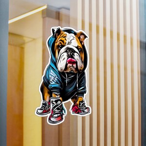 Bulldog in Hoodie Waterproof Car Window Vinyl Sticker Decal, Water ...