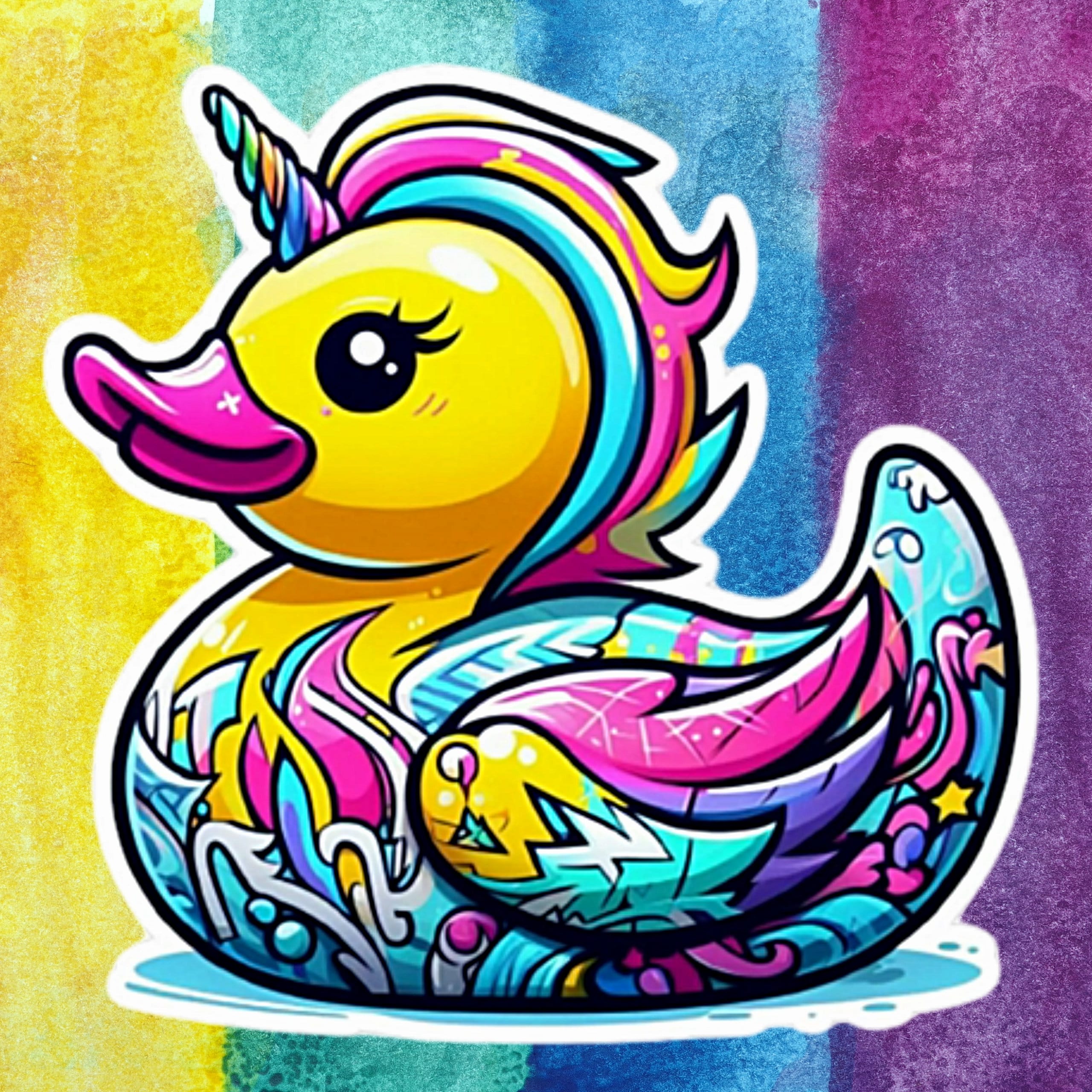 Rubber Duck Unicorn Waterproof Sticker for Car Window Water Bottle ...