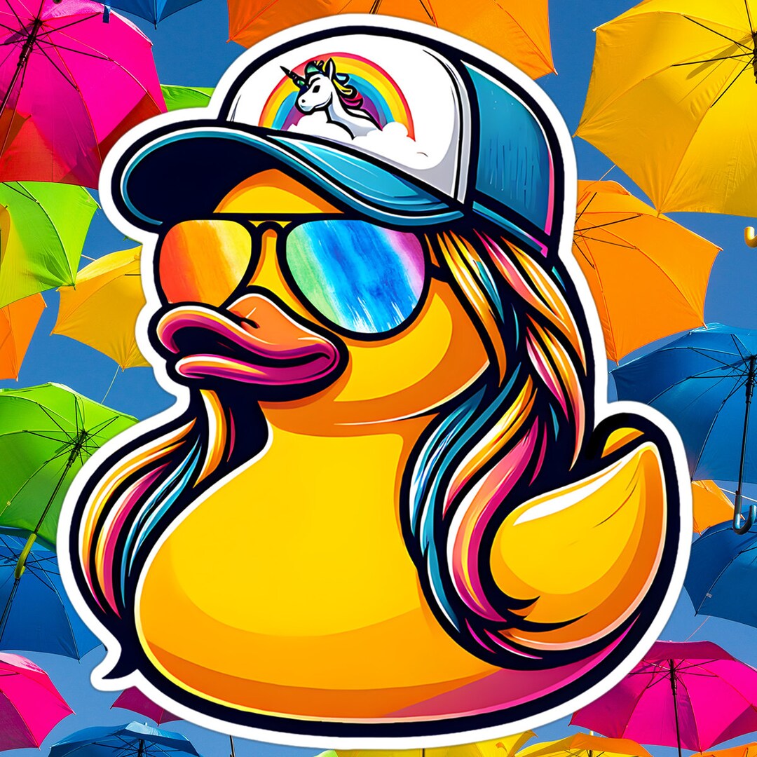 Pride Rubber Duck Vinyl Decal With Rainbow Reflection Aviator ...