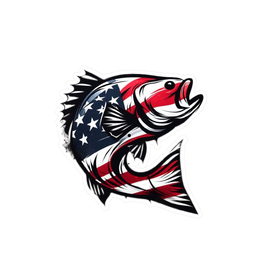 Bass Fishing American Flag Sticker/decal Bass Flag Decal Car - Etsy