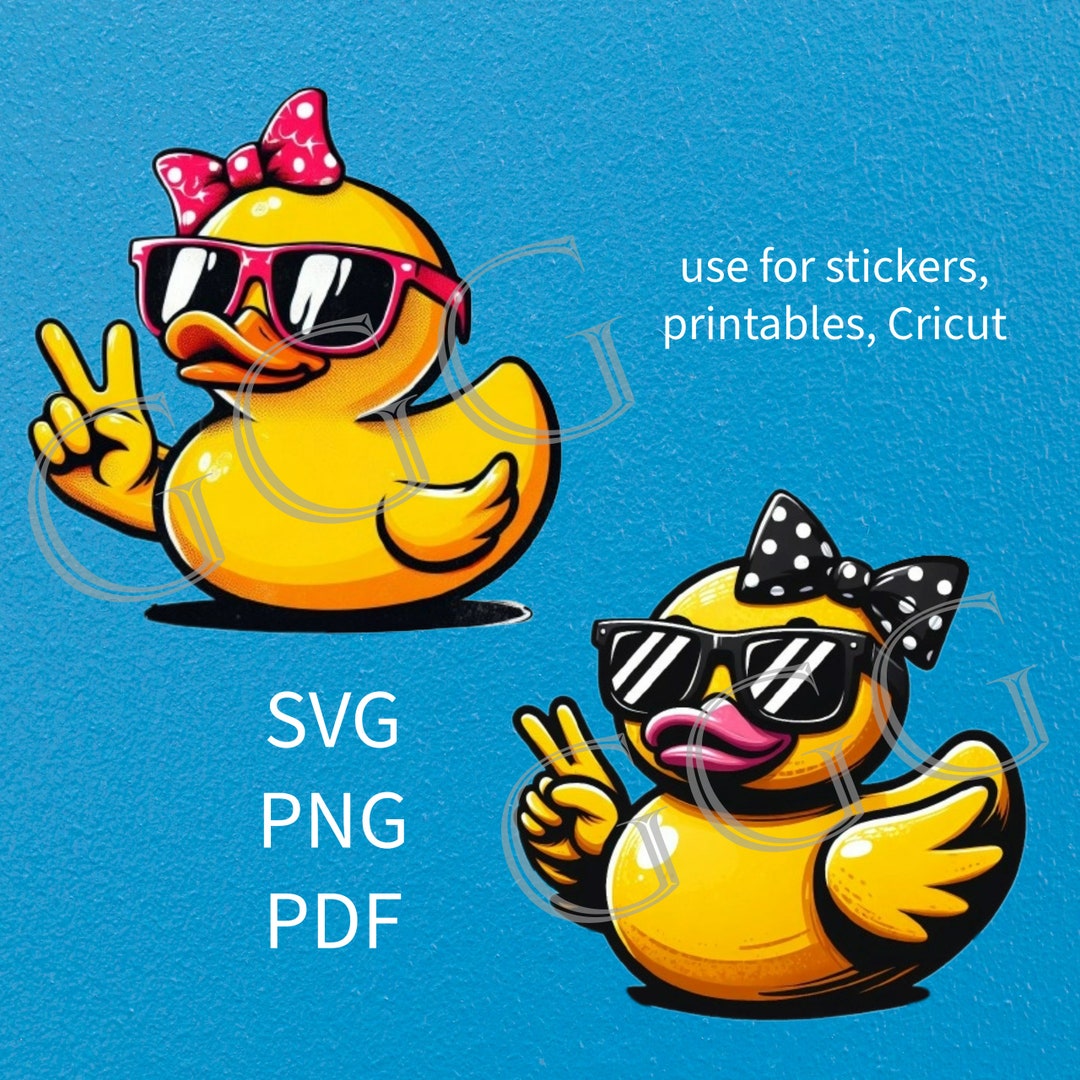 Girl Rubber Duck Wave With Sunglasses and Bows SVG PNG PDF Files for ...