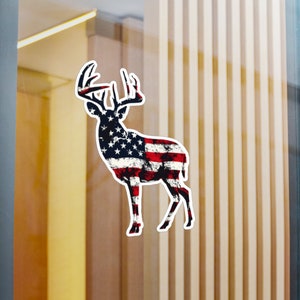 American Flag Buck Sticker/decal, White Tail Deer Sticker, Car Window ...