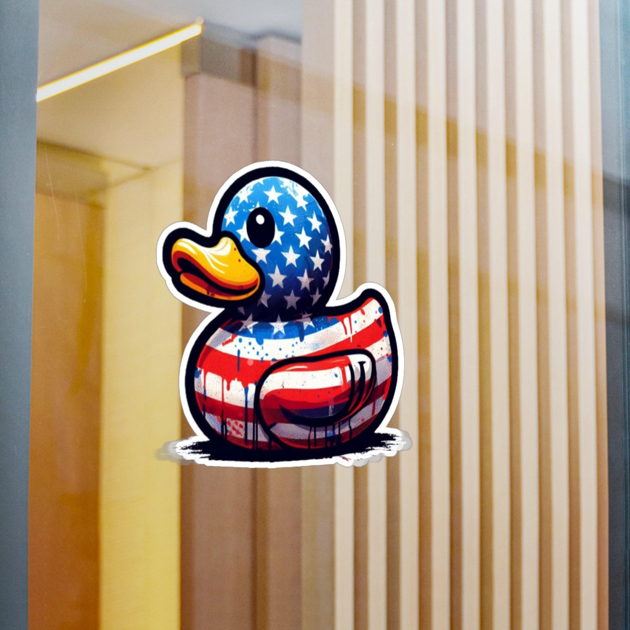 Rubber Duck American Flag Patriotic Waterproof Car Window Water Bottle ...