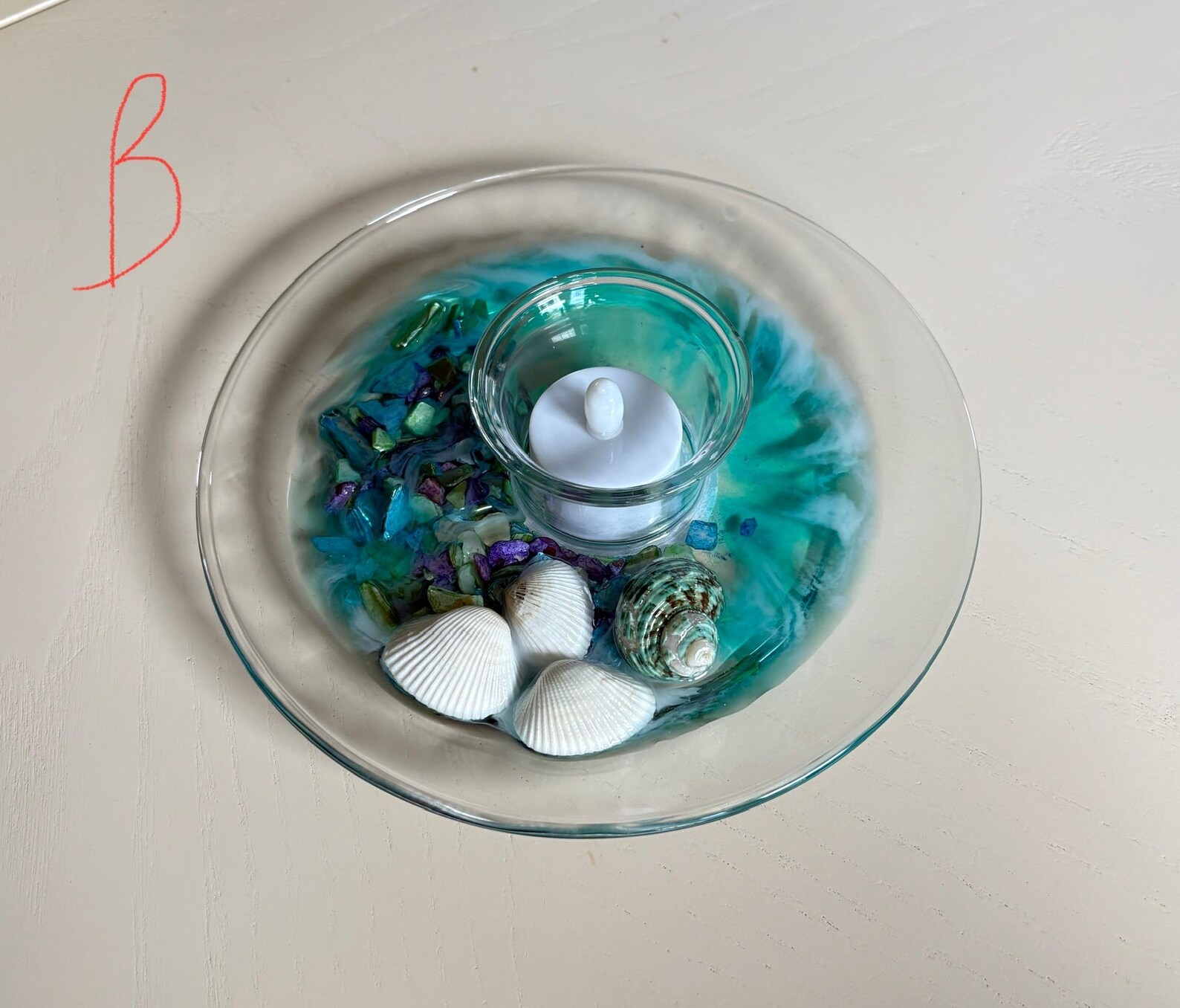 Candle or Incense Holder, Beach Shells Under Resin. - Etsy