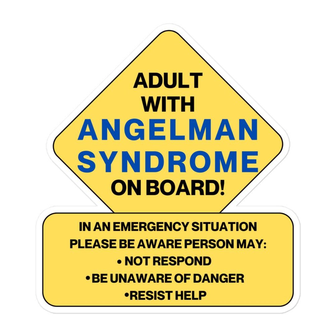 Adult With Angelman Syndrome on Board Sticker for Car or Truck in Case ...