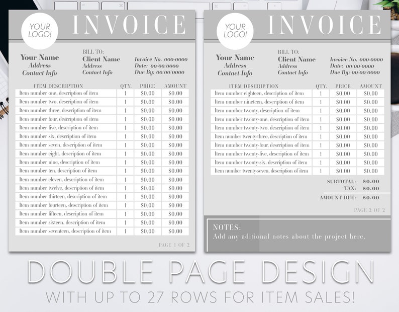 Beautiful Modern Grayscale Invoice Template | Professional Graphic ...