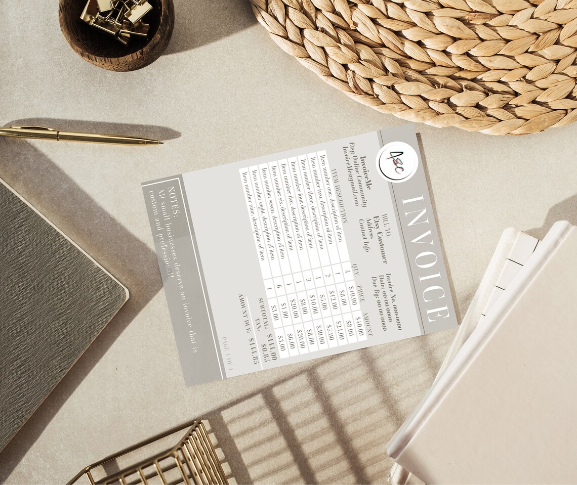 Beautiful Modern Grayscale Invoice Template | Professional Graphic ...