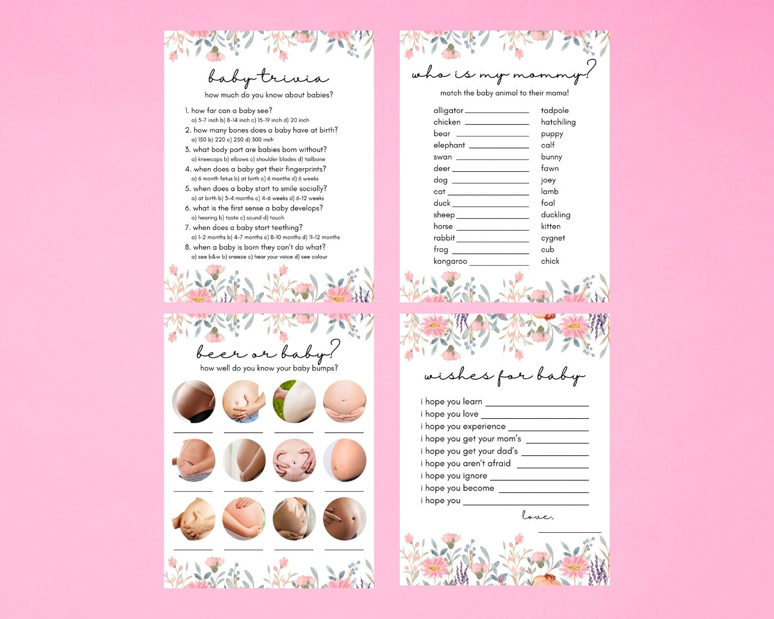 Baby Shower Games,printable Baby Shower Games Bundle,greenery Baby ...