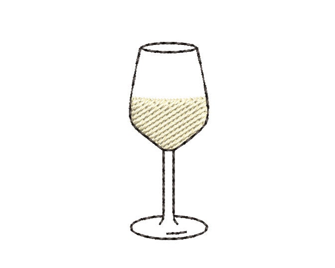3 Sizes Wine Glass Machine Embroidery File Summer White Wine INSTANT ...