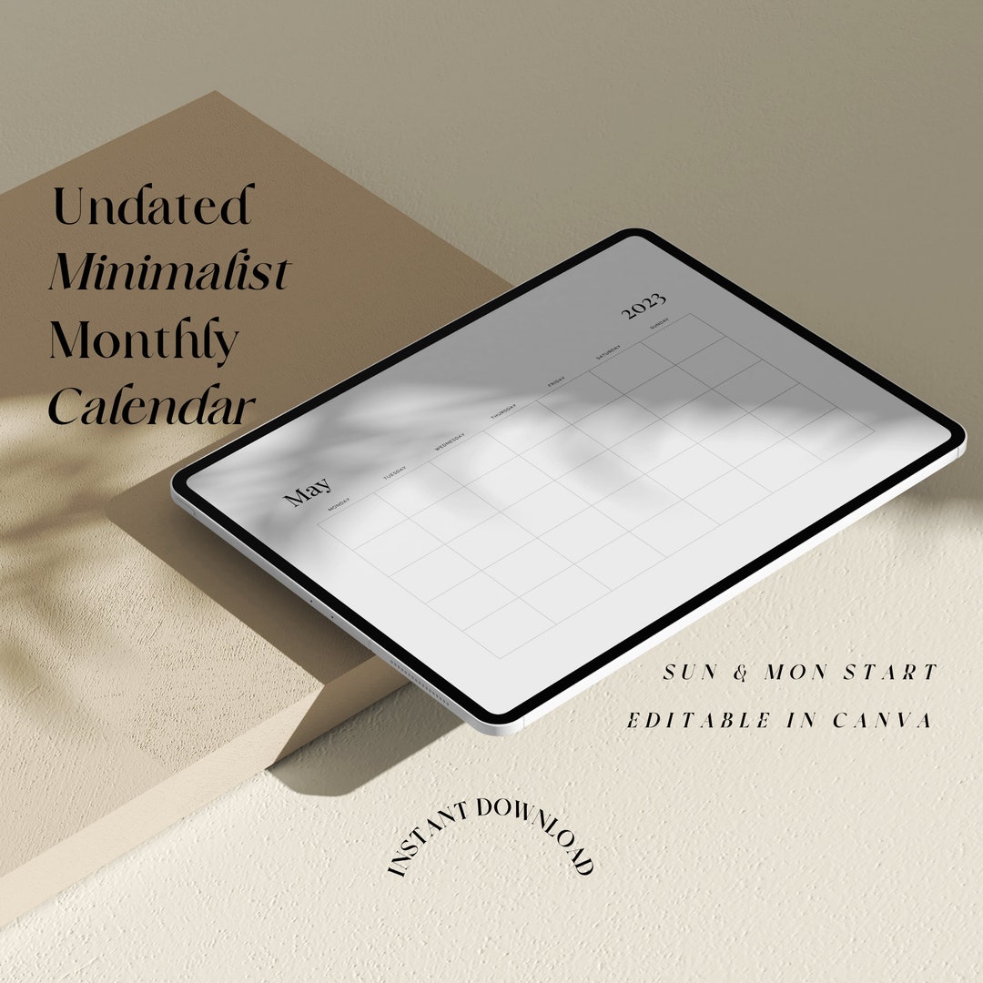 Blank Monthly Calendar Printable | Digital Calendar | A4/a3/letter ...