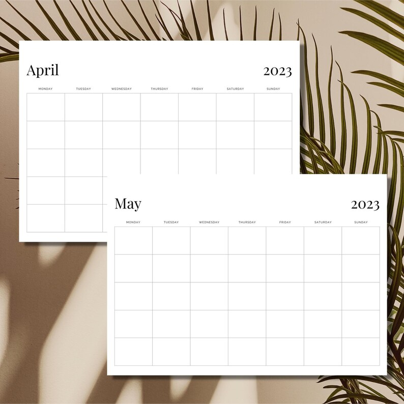 Blank Monthly Calendar Printable Digital Calendar - Etsy