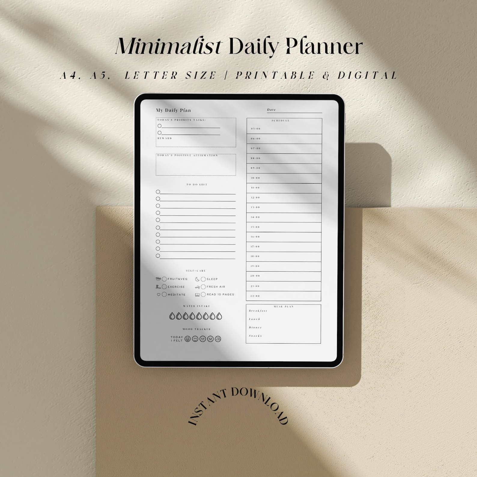 Minimalist Aesthetic Undated Digital Daily Schedule, Daily Timeblock ...