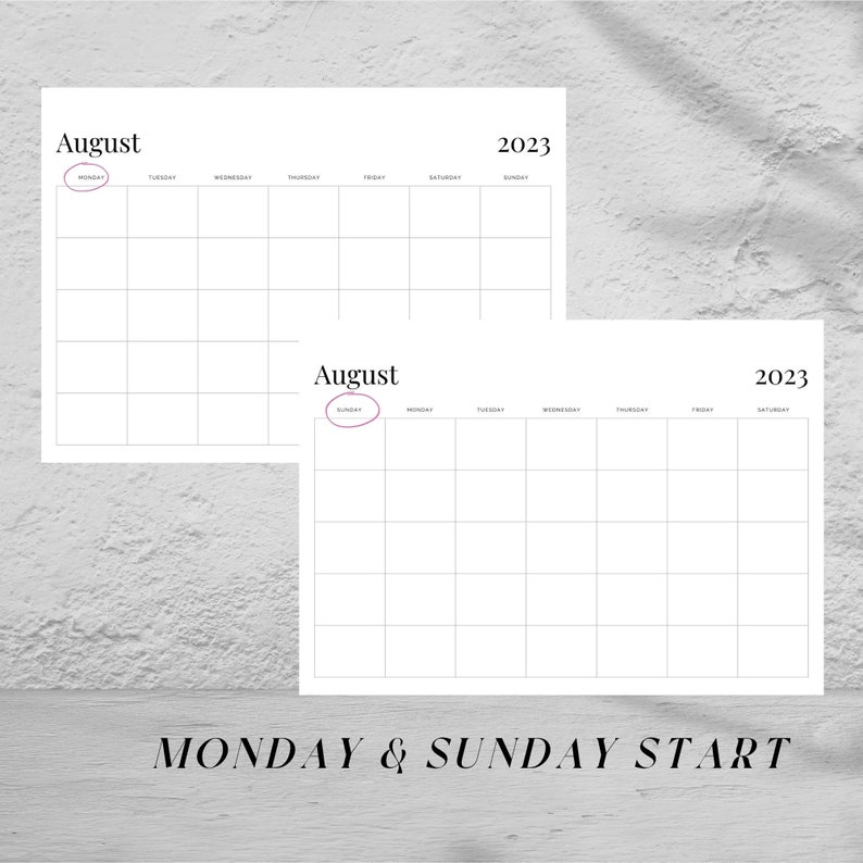 Blank Monthly Calendar Printable Digital Calendar - Etsy