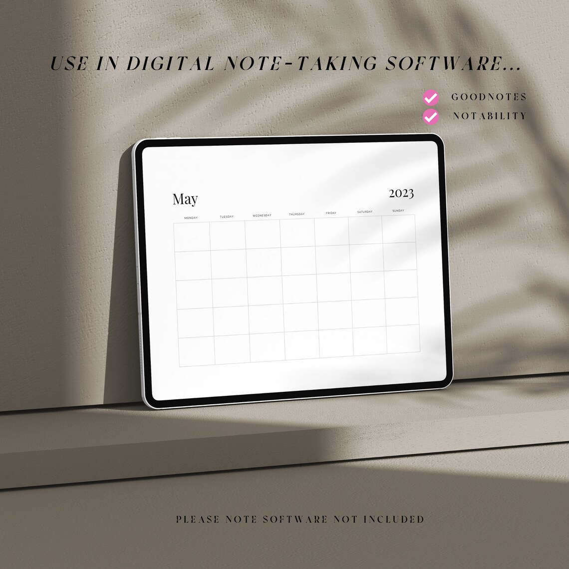 Blank Monthly Calendar Printable | Digital Calendar | A4/a3/letter ...